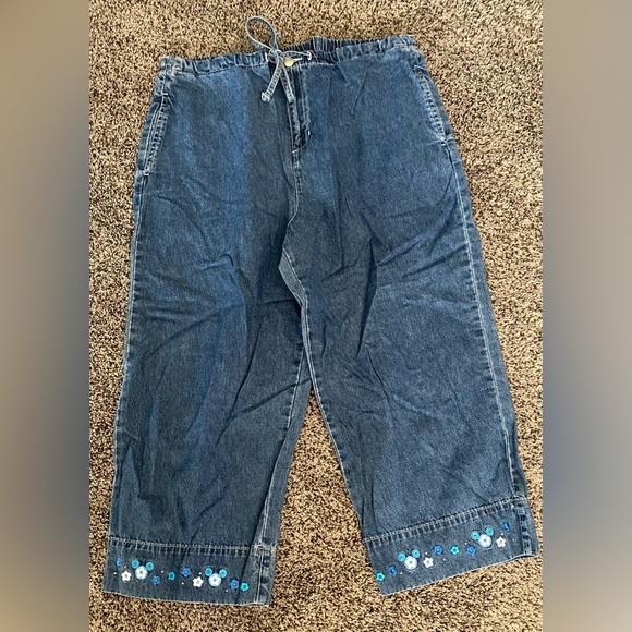Disney | Jeans | Disney Store L Jeans Mickey Mouse Large Capri Pull On ...